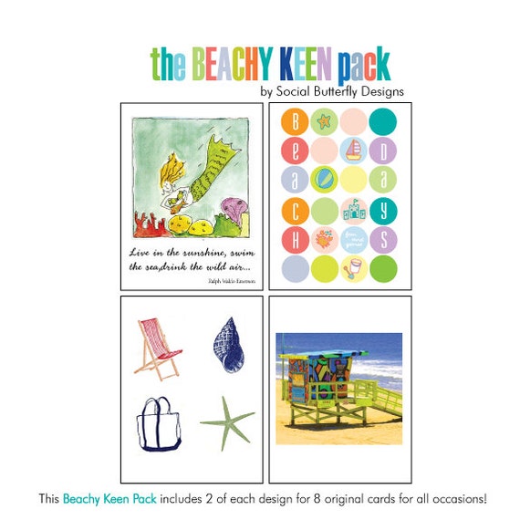 Beach Note Cards Blank Beach Cards Beach Greeting Cards | Etsy