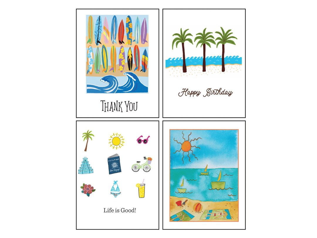 Beach Note Cards. Blank Beach Cards. Beach Greeting Cards. Beach ...