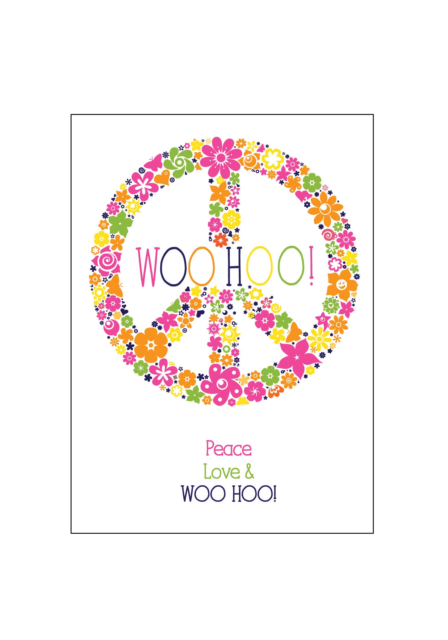 Peace Sign Greeting Cards. Peace Sign Happy Birthday. Peace Sign Woo ...