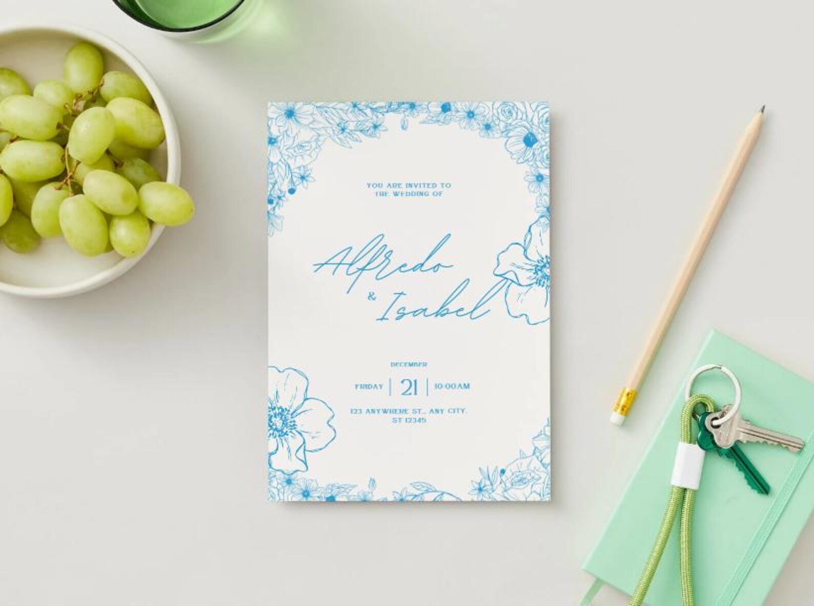 Elegant Custom Floral Wedding Invitation – Digital File - Etsy