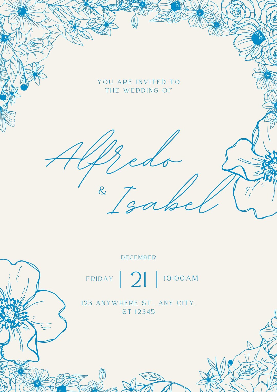Elegant Custom Floral Wedding Invitation – Digital File - Etsy