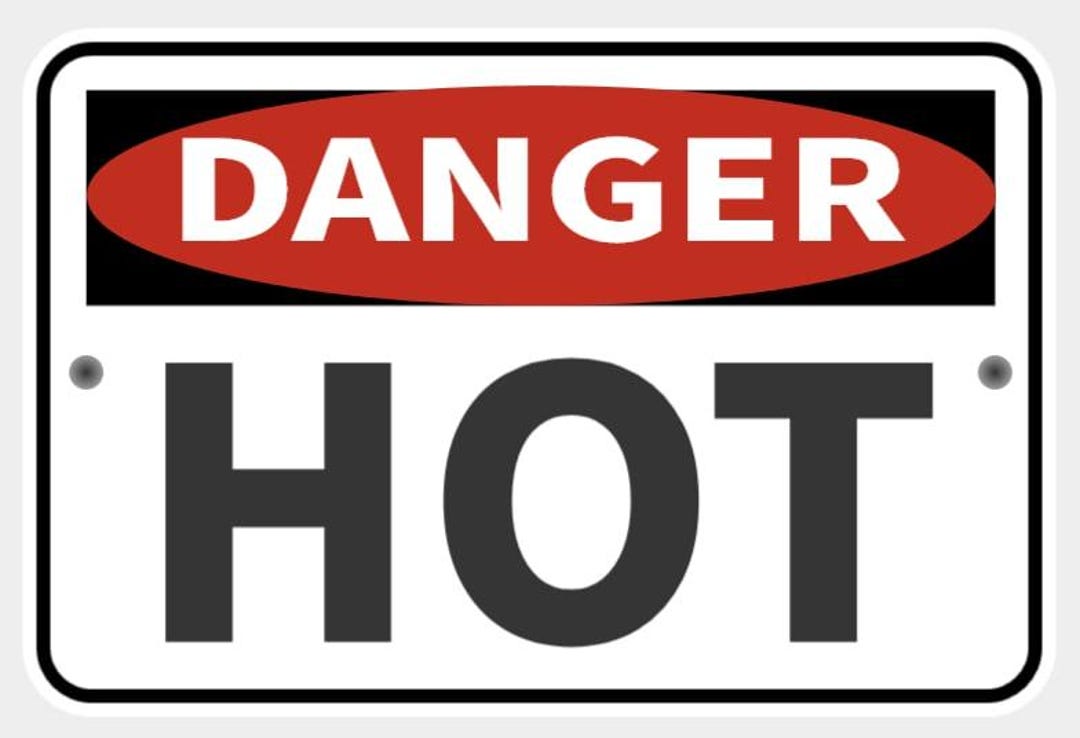 Danger Hot Warning Safety Sign in Vibrant White With Black Lettering ...