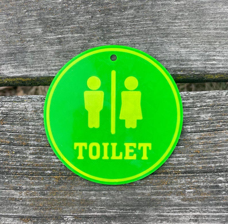 French Sign "toilet" Bathroom Restroom Washroom Vibrant Green With ...