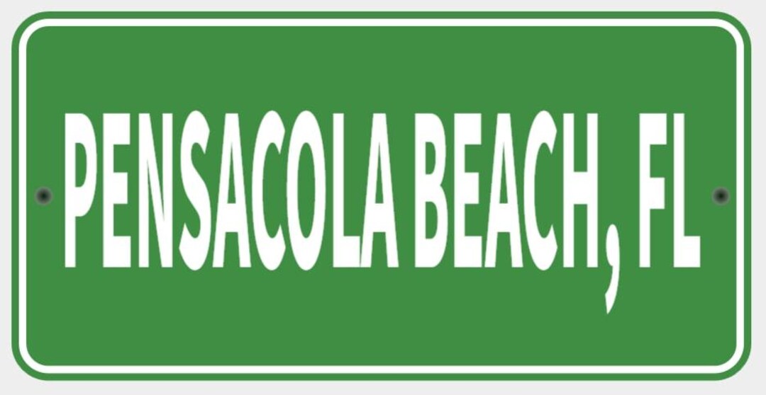 Pensacola Beach Florida Wall Decor City Limit Sign Vibrant Green With ...