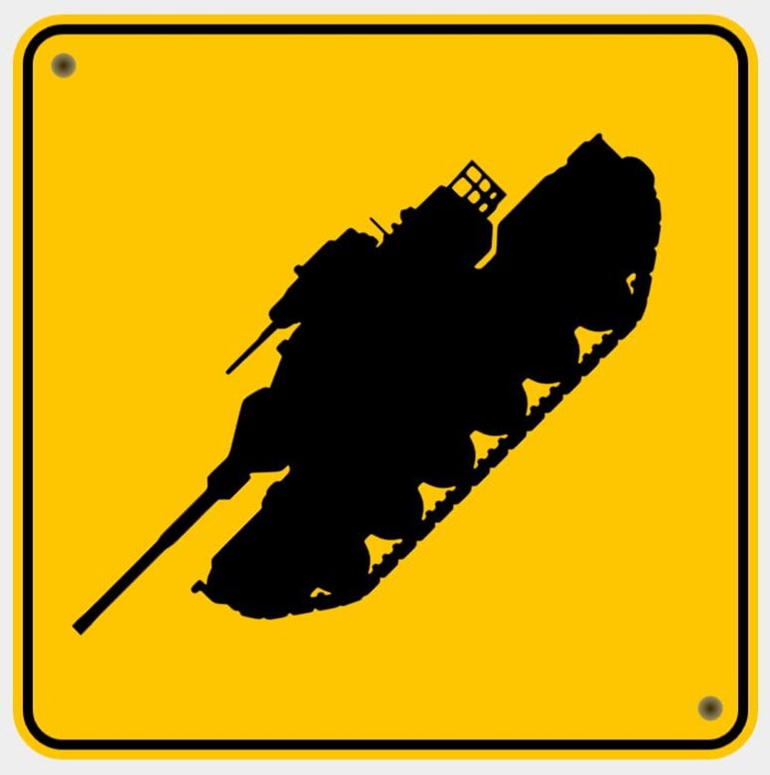 Tank Crossing Site in Vibrant Yellow With Black Lettering Highly ...