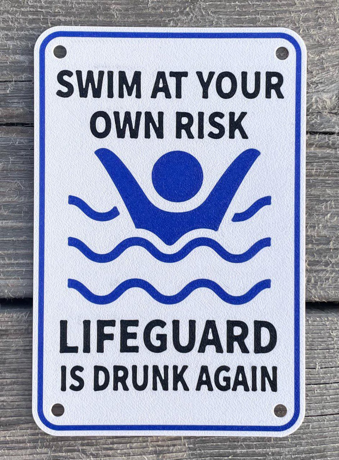 Swim at Your Own Risk Lifeguard is Drunk Again Sign Funny Decor Hot Tub ...