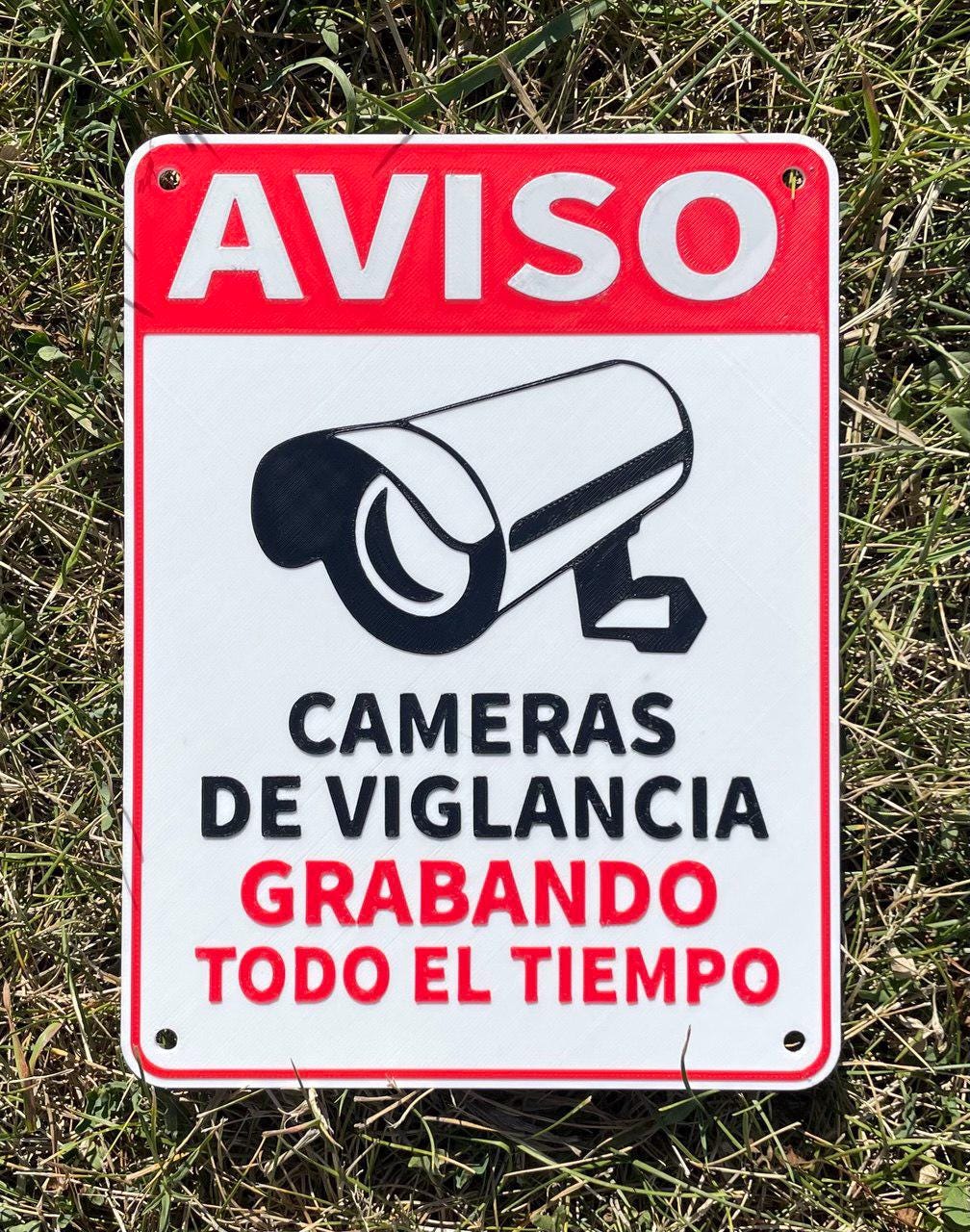 Spanish Aviso 24 Hour AUDIO Video Surveillance Camera Sign in Vibrant ...
