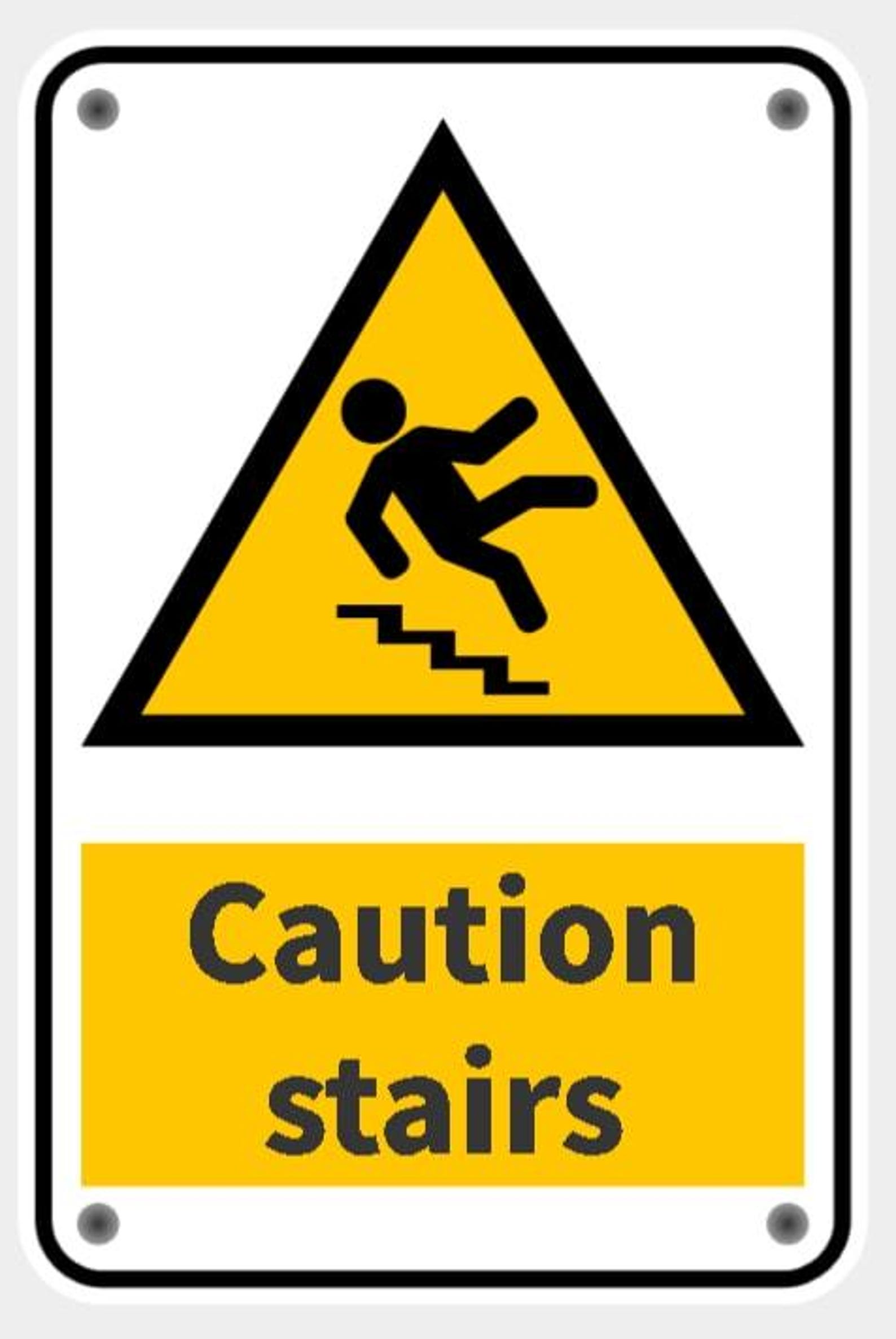 Warning Caution Stairs Slip and Fall Safety Sign in Vibrant White and ...