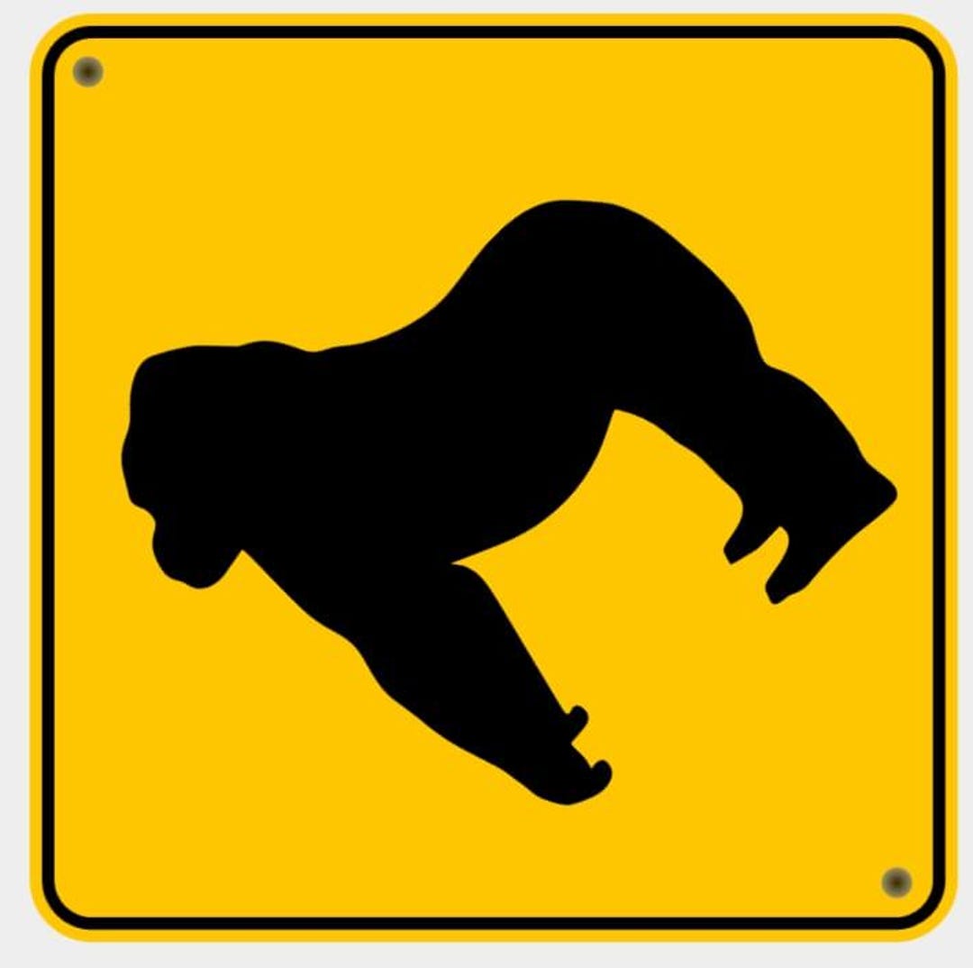 Gorilla Diamond Crossing Animal Road Zoo Caution Sign in Vibrant Yellow ...
