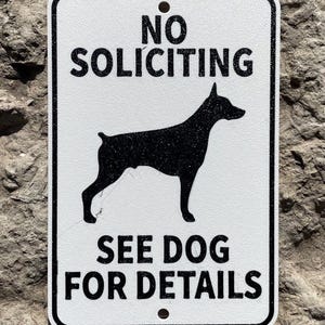 No Soliciting See Dog for Details Sign Funny Dobermann in Vibrant White ...