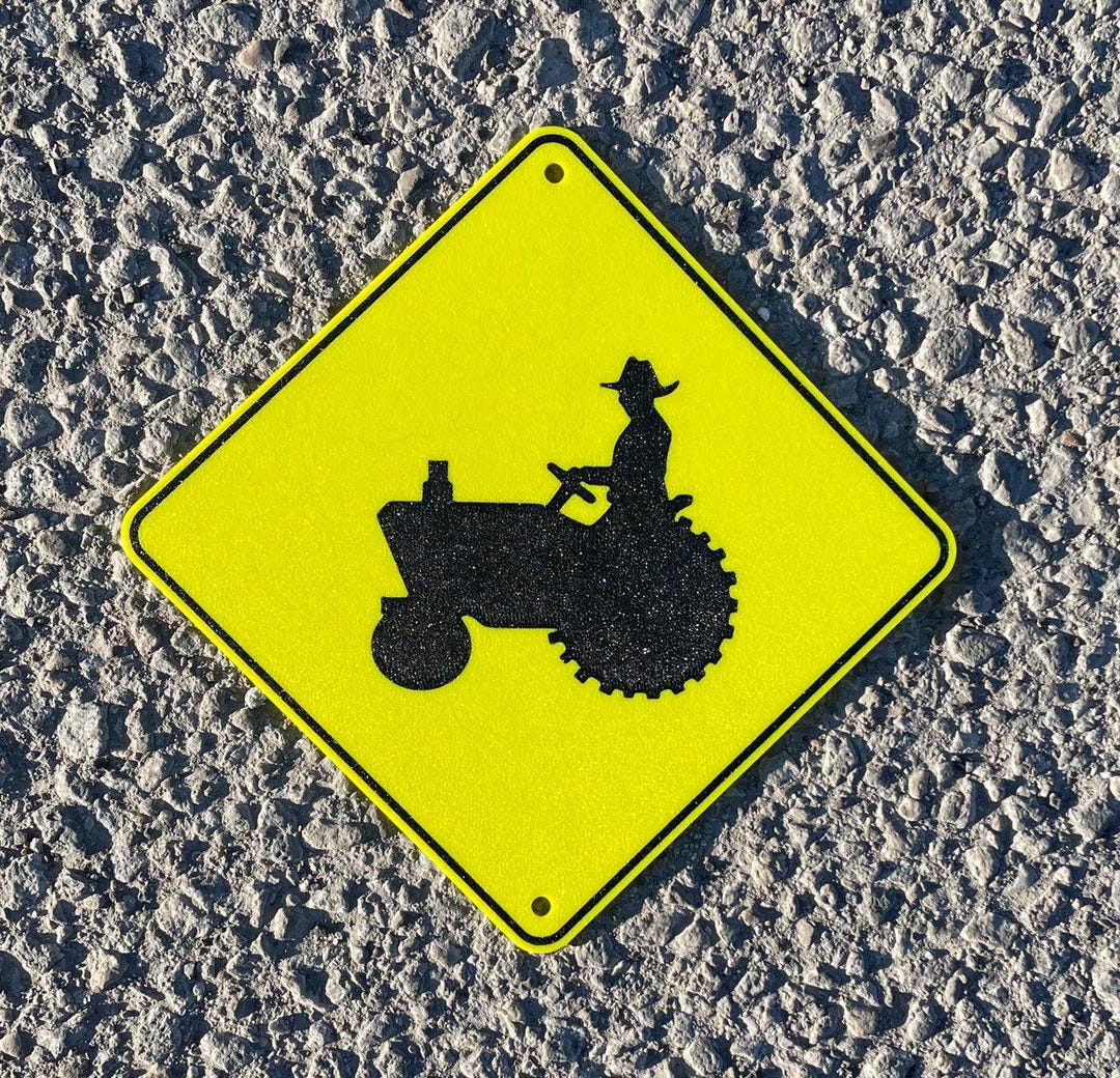 Tractor Crossing/caution/farm Country Sign Vibrant Yellow With Black ...