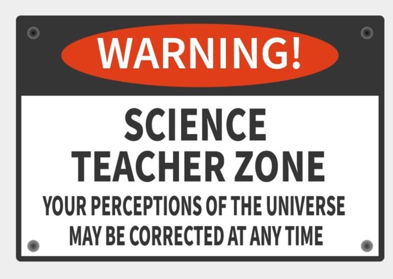 Warning Science Teacher Zone Sign Back to School Vibrant Black and ...
