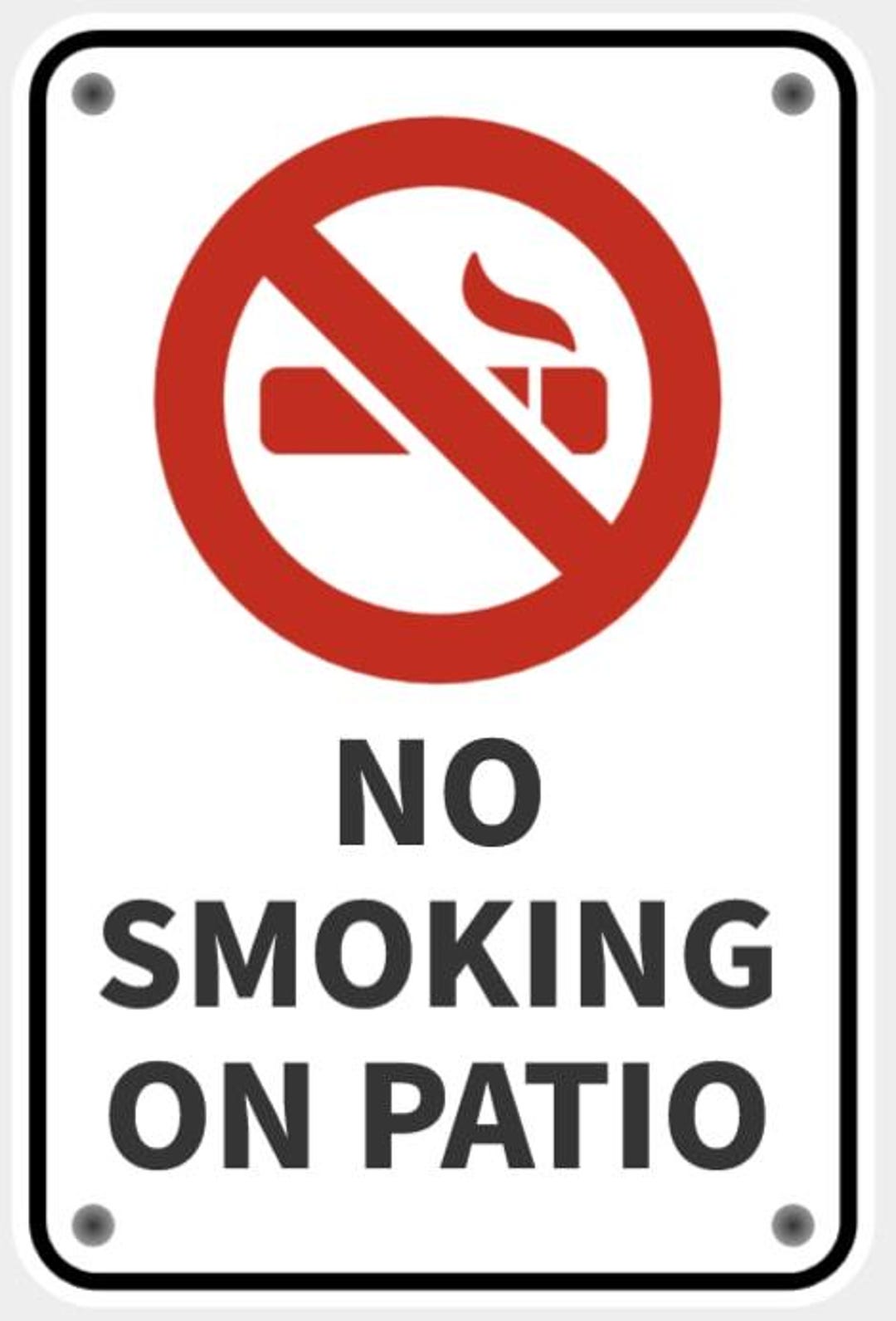 No Smoking on Patio Stop Smokers Public Areas Sign in Vibrant White ...