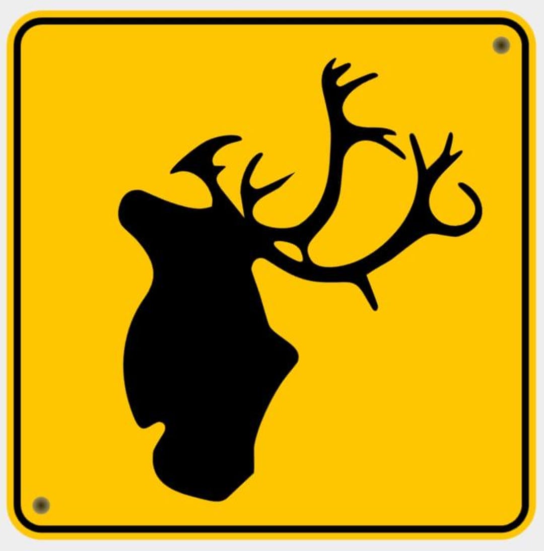 Caribou Crossing Head Sign Animal Safety Vibrant Yellow With Black ...