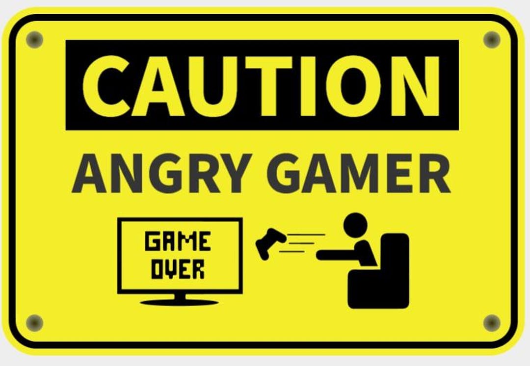 Caution Angry Gamer Retro Sign Plaque Gaming Xbox Play in Vibrant ...