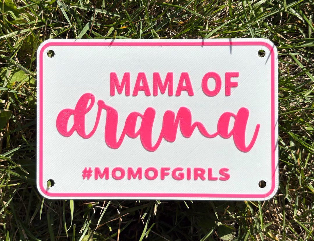 Mama of Drama Sign Funny Family Mom Decor White With Pink Lettering ...