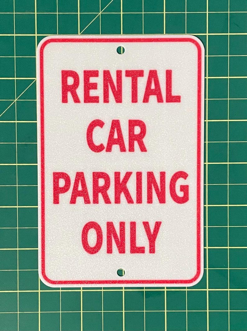 Rental Car Parking Only Sign in Vibrant White With Red Lettering Indoor ...