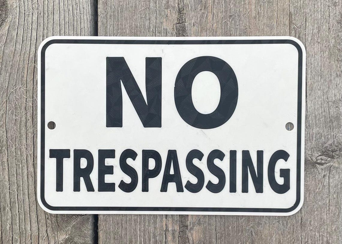 No Trespassing Sign in Vibrant White With Black Lettering Highly ...