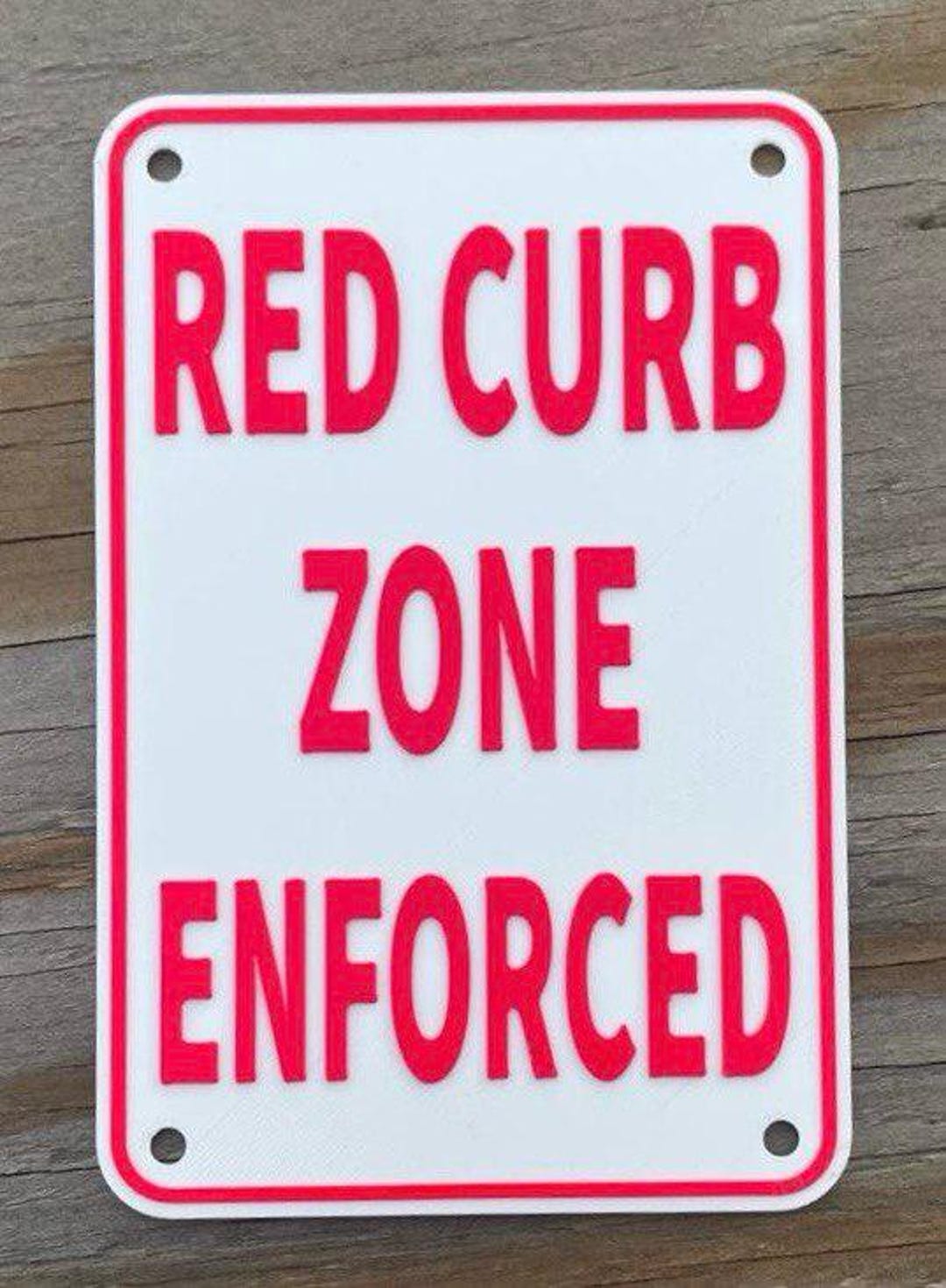 Red Curb Zone Enforced Sign No Parking Monitored Do Not Park in Vibrant ...