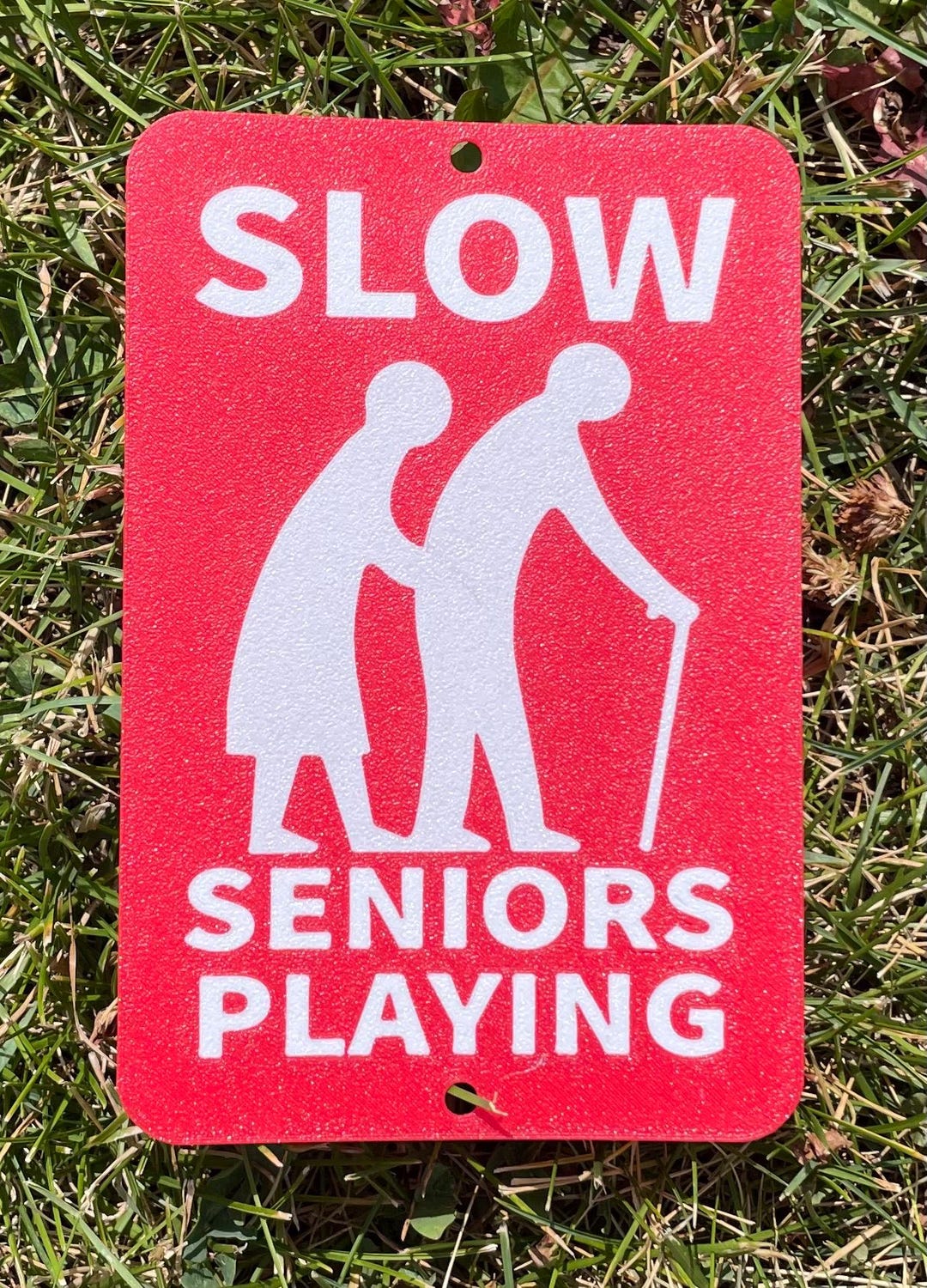Slow Seniors Playing Sign No Trespassing No Soliciting Safety Decor Red ...