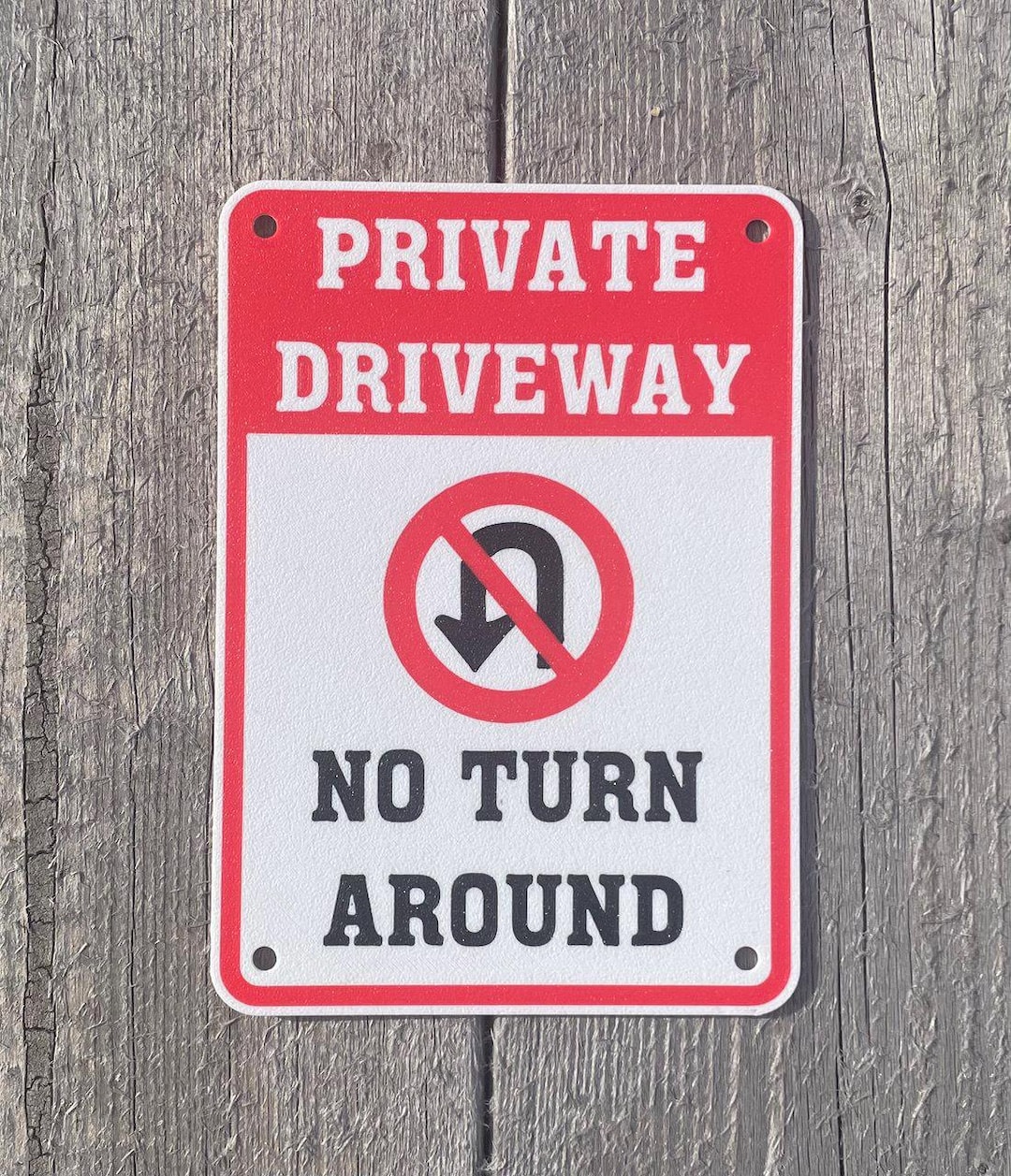 Private Drive No Turn Around U-turn Sign in Vibrant White and Red With ...