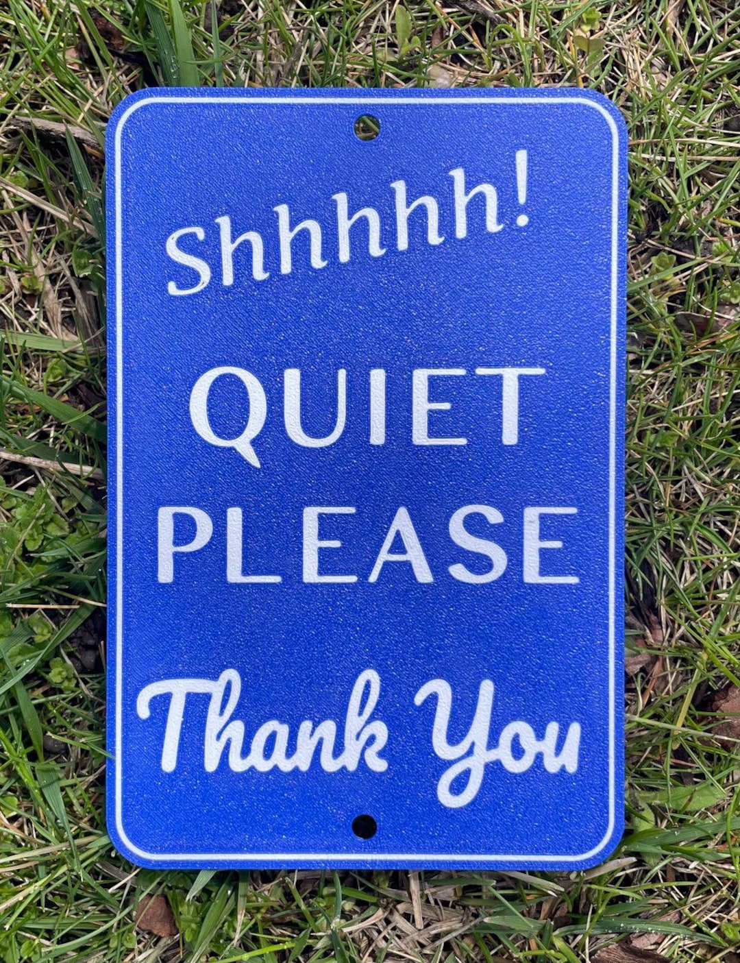 Shhhh! Quiet Please Thank You Sign Quite Zone Warning Vibrant Blue With ...