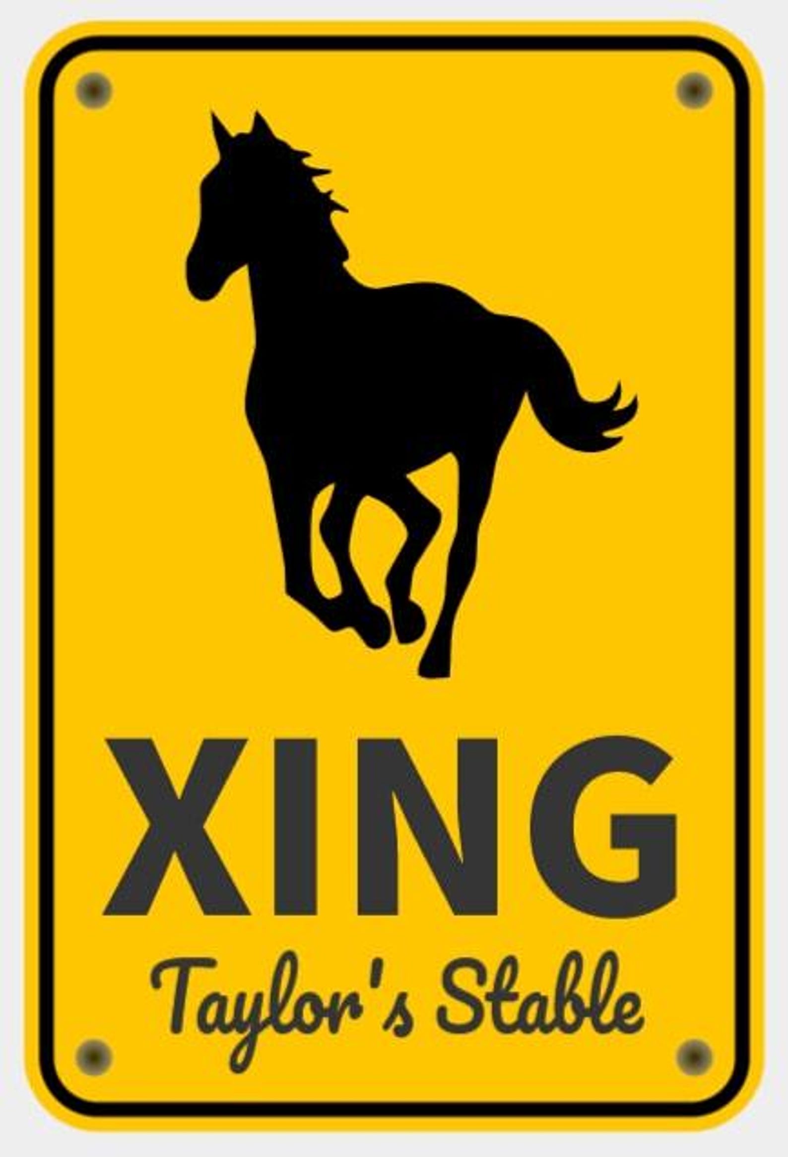 Letrero personalizado para establos de caballos, amarillo con letras ...