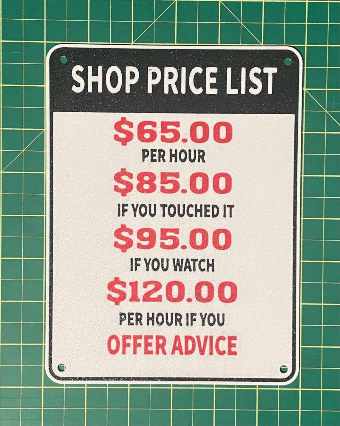 Shop Price List Sign Funny Shop Business Joke Meme in Vibrant White ...