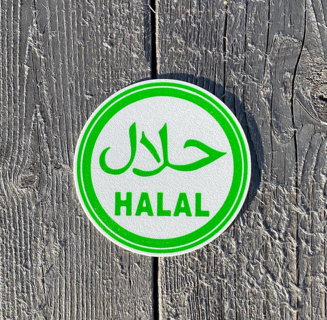 Small "halal" Sign in Vibrant White With Green Lettering Highly Visible ...