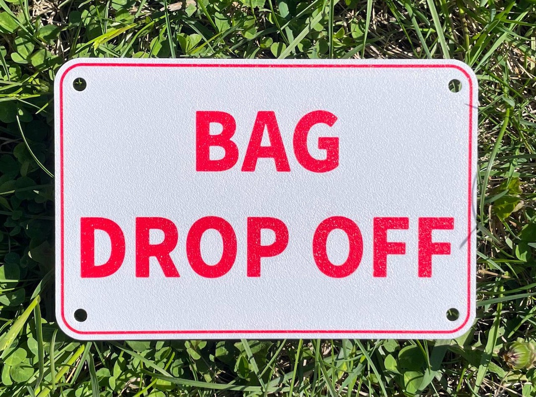 Bag Drop off Sign Golf Sports Decor Golfing Notice White With Red ...