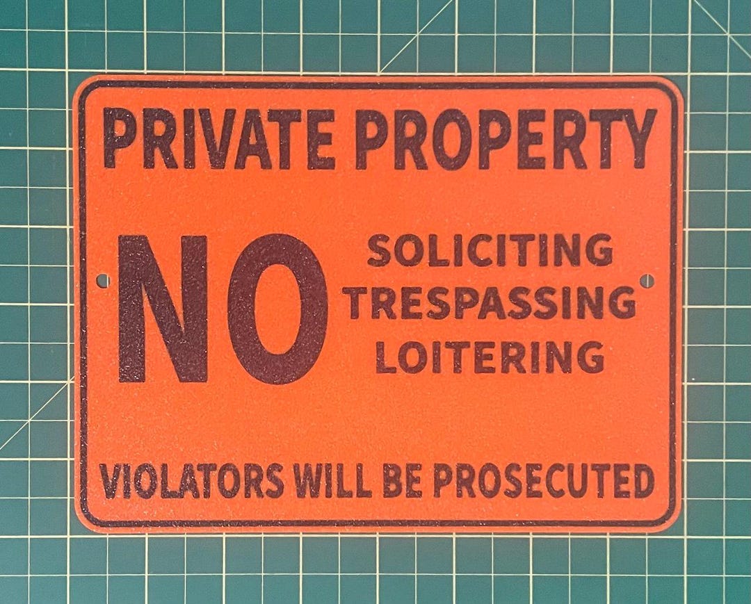 Small "private Property" Sign in Vibrant Orange With Black Lettering ...
