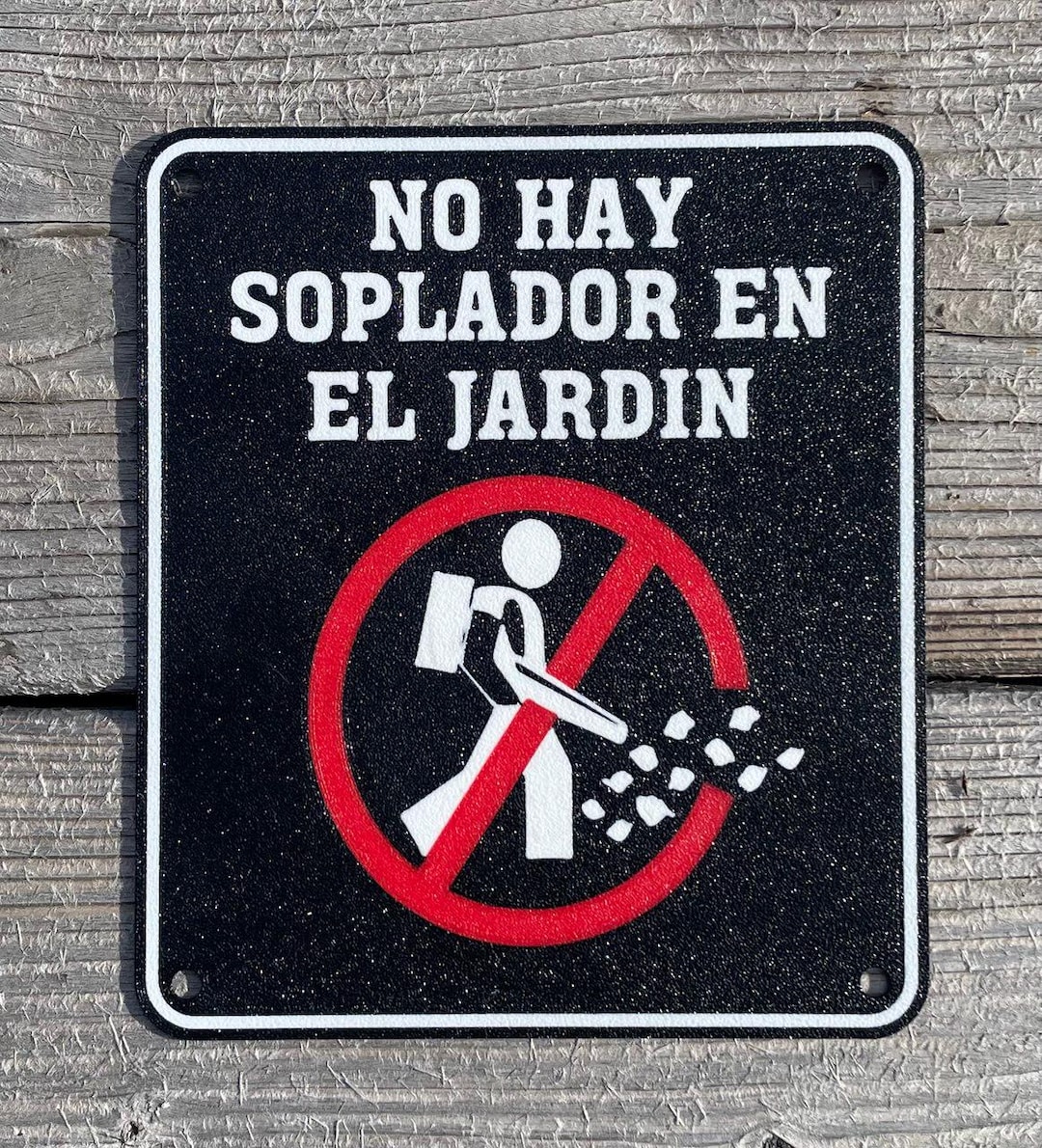 Spanish No Leaf Blowers in Garden Sign Vibrant Black With White ...
