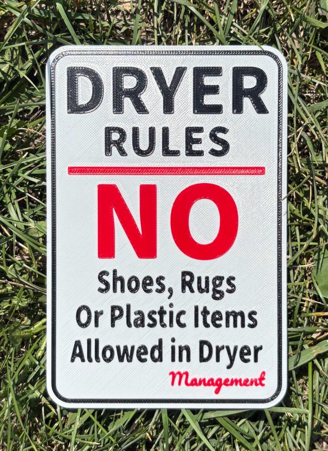 Dryer Rules Laundromat Sign Vibrant White With Red Lettering Indoor ...