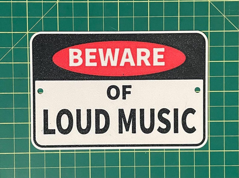 Beware of Loud Music Sign Pool Swimming Safety Vibrant Black and White ...