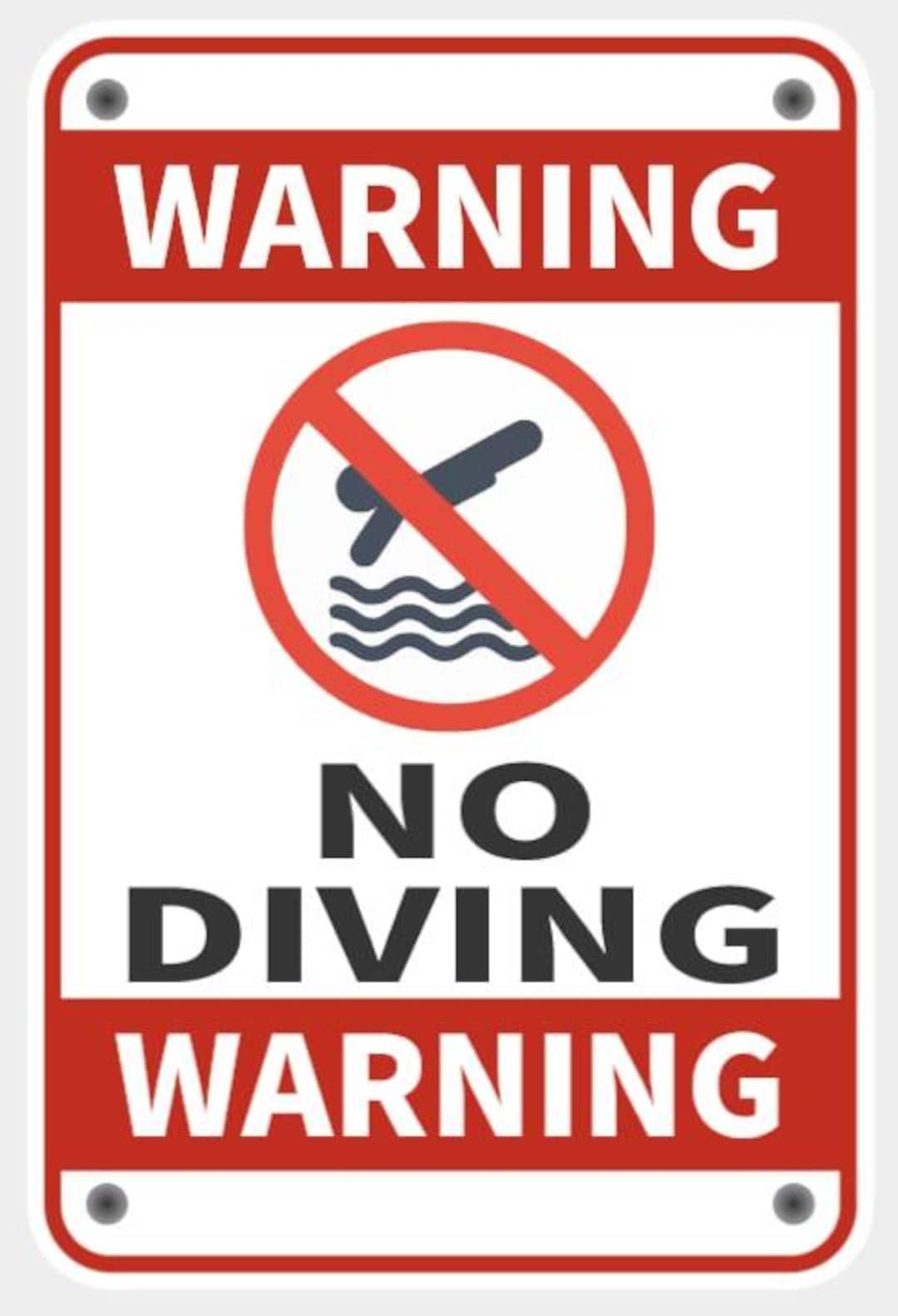 Warning No Diving Swimming Pool Rules Sign in Vibrant White With Black ...