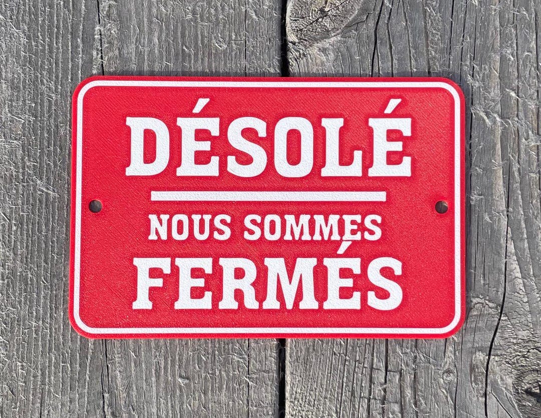 Small French Sign "desole Nous Sommes Fermes" Sign in Vibrant Red With White Lettering Highly ...