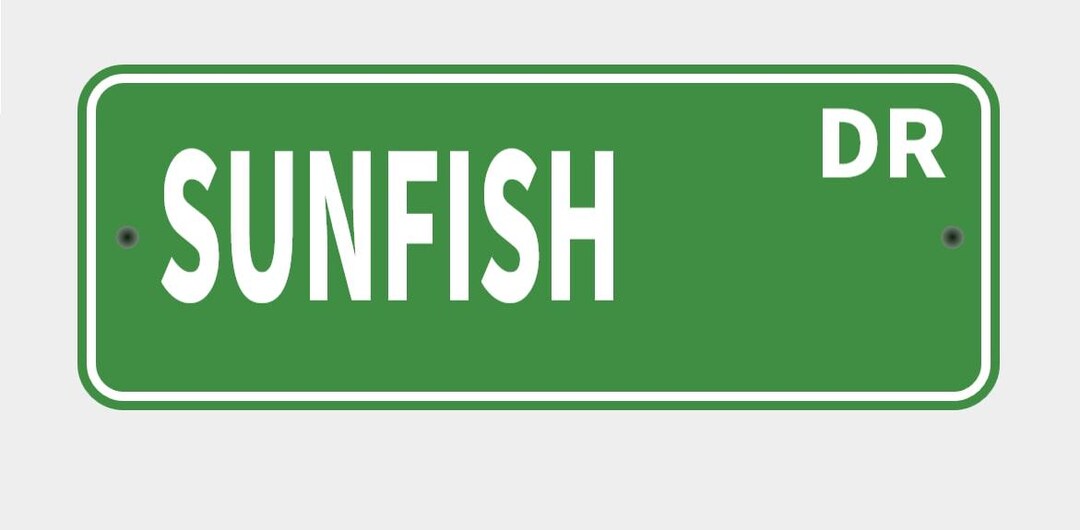 Sunfish Drive Sign Pond Joke Water Hazard Funny Meme Green With White ...
