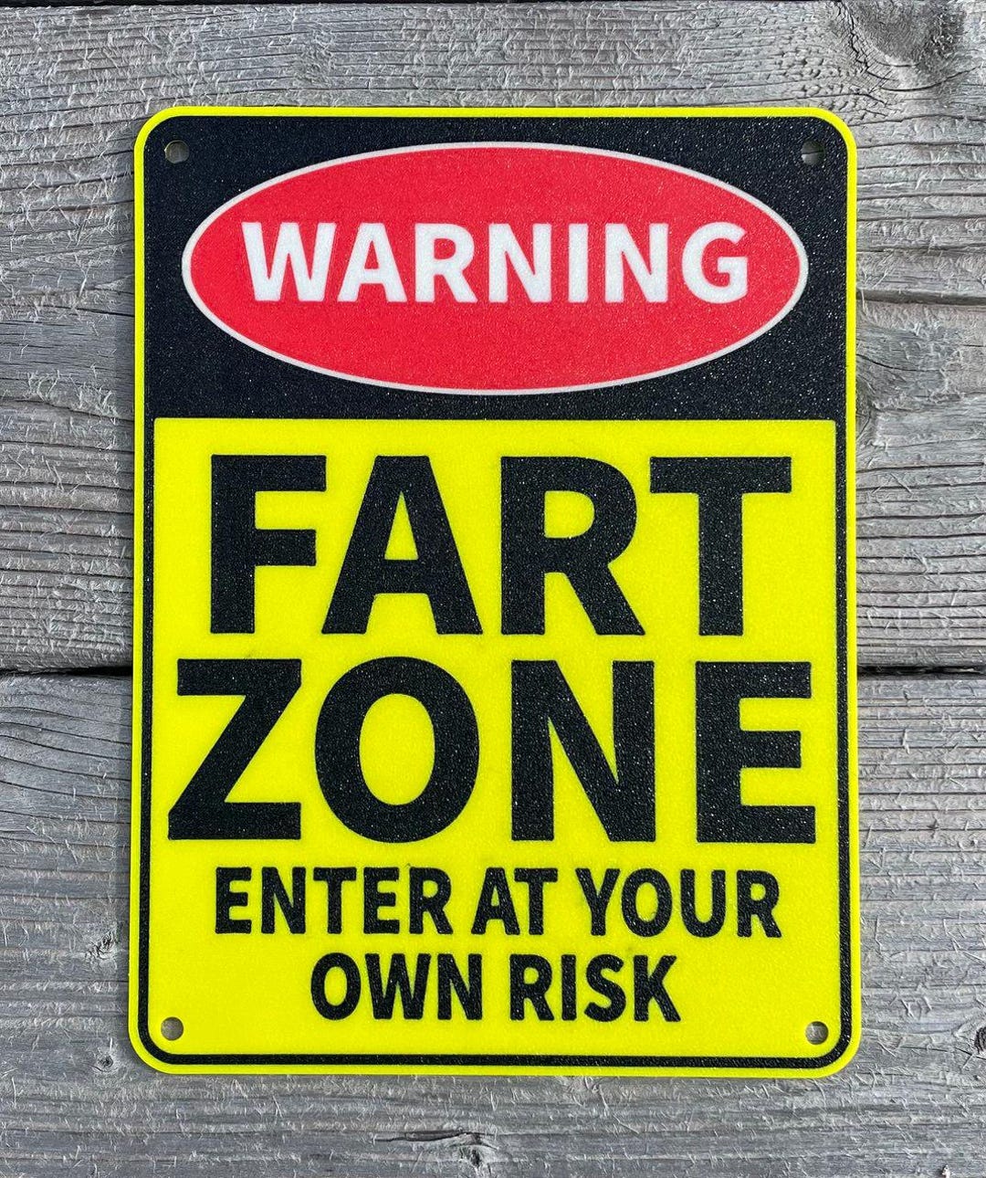 Warning Fart Zone Enter at Your Own Risk Sign Funny Mancave Vibrant ...
