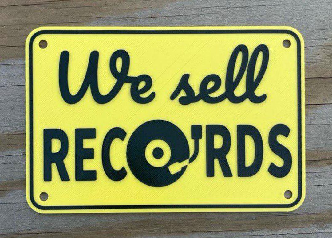 We Sell Records Vinyl Albums Record Store Sign in Vibrant Yellow With ...