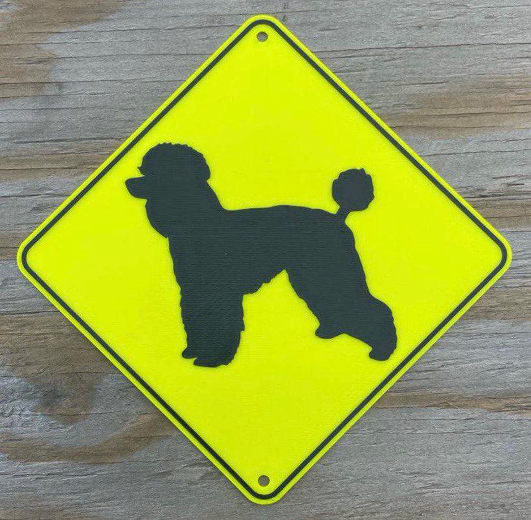 Poodle Dog Symbol Crossing Animal Novelty Notice Sign in Vibrant Yellow ...