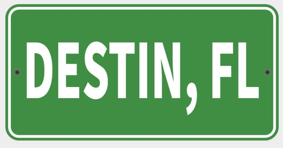 Destin Florida Wall Decor City Limit Sign Vibrant Green With White ...