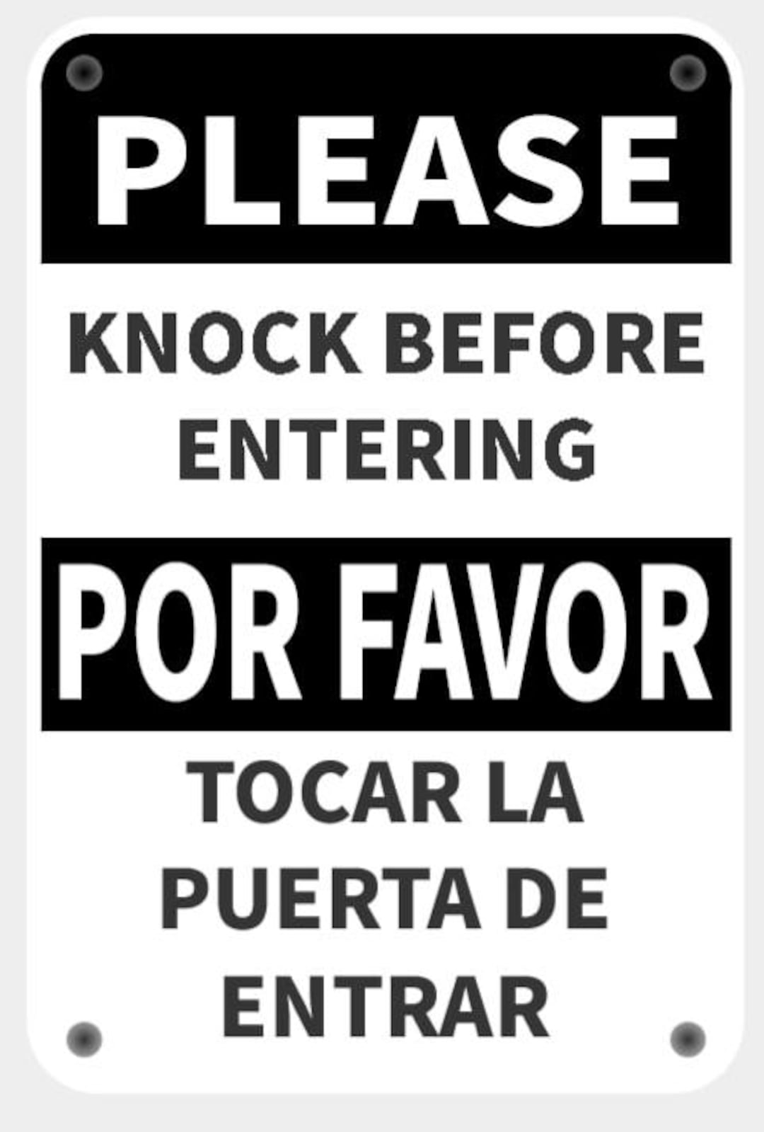Spanish Please Knock Before Entering Sign in Vibrant White With Black ...