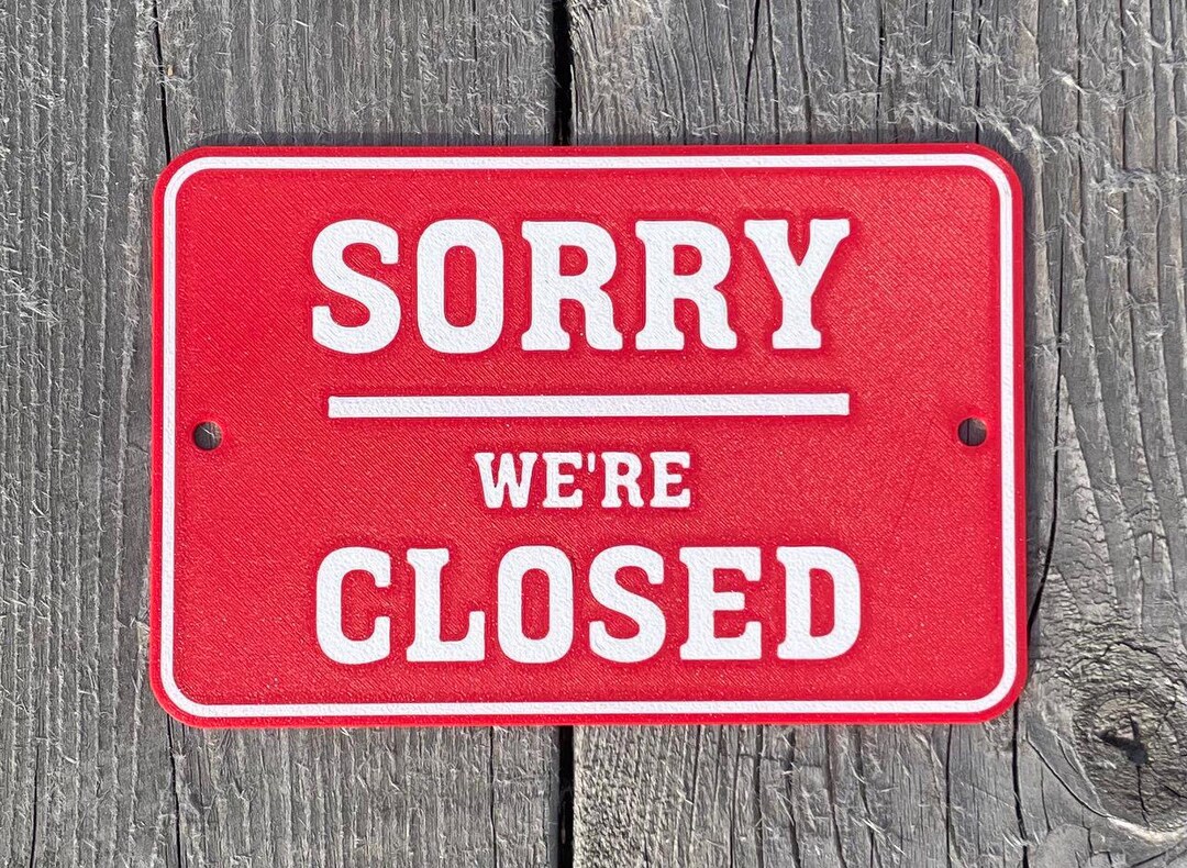 Sorry We're Closed Sign in Vibrant Red With White Lettering Highly ...
