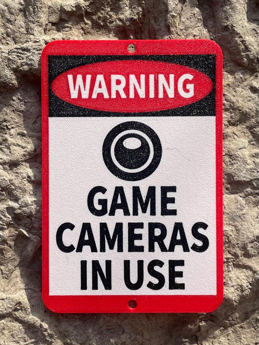 Warning Game Cameras in Use Sign Safety Warning Hunter in Vibrant White ...