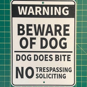 Beware of Dog Sign Vibrant White With Black Lettering Highly Visible ...