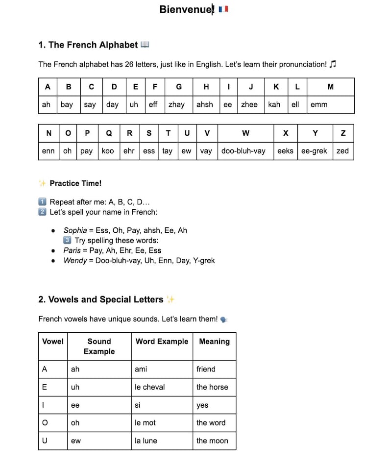 French Class A1-A2 Beginner Workbook | 245 Page Printable PDF | Learn ...