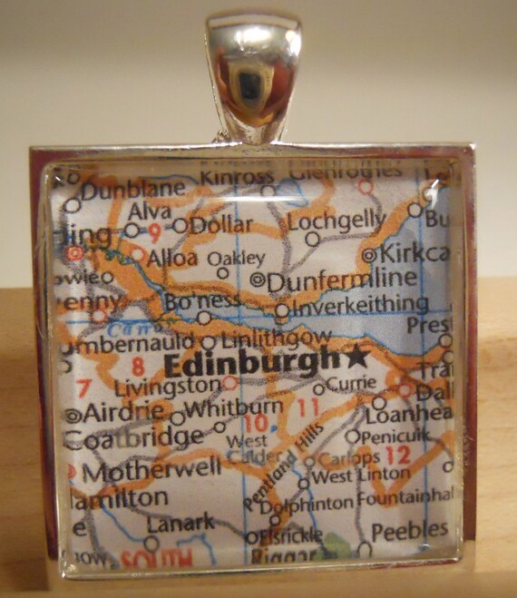 Items similar to Edinburgh Scotland Map Pendant on Etsy