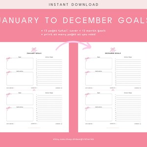 12 Month Goal Planner Printable | Monthly Goals, Productivity Planner ...