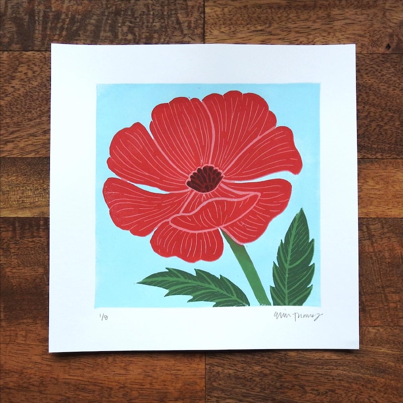 Flower Linocut - Etsy