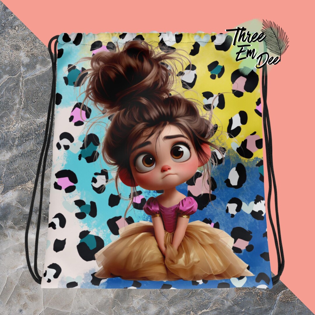 Messy Bun Princess Clipart Colorful Leopard Print Background ...